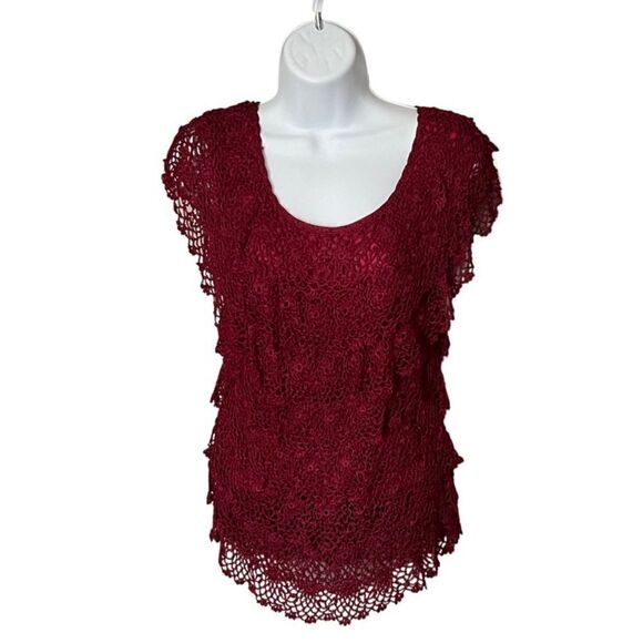 Tops | 325 Maroon Crochet Blouse | Poshmark